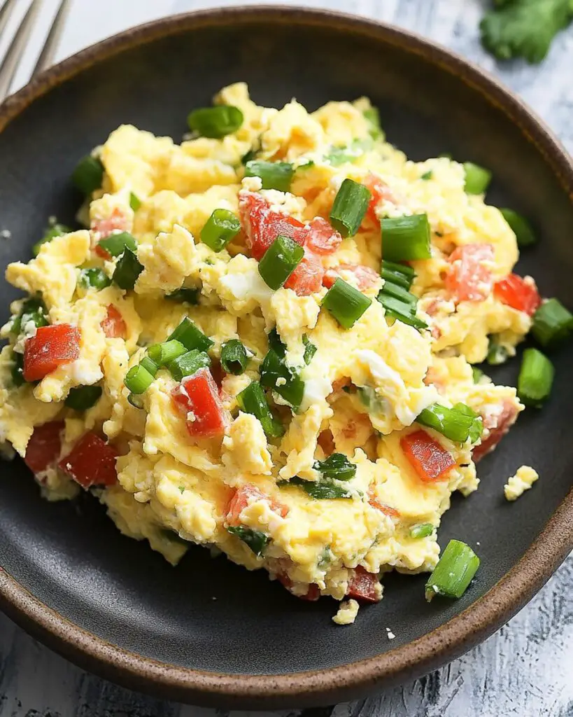 Loaded Veggie Scrambled Eggs with Cottage Cheese
