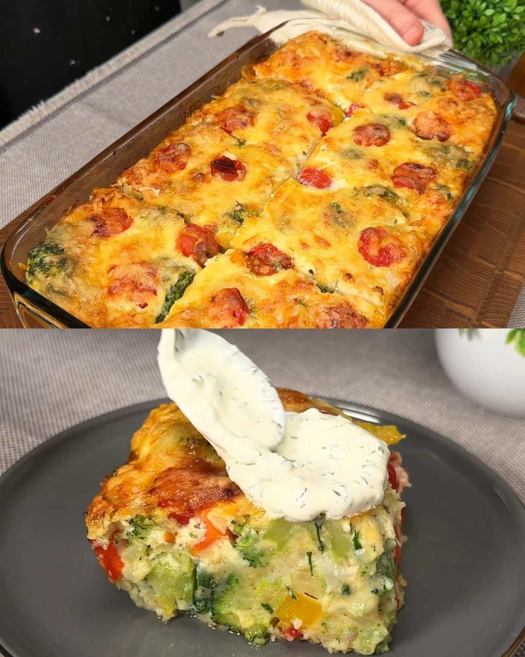 Savory Vegetable Clafoutis Bake with Herbed Cream Sauce