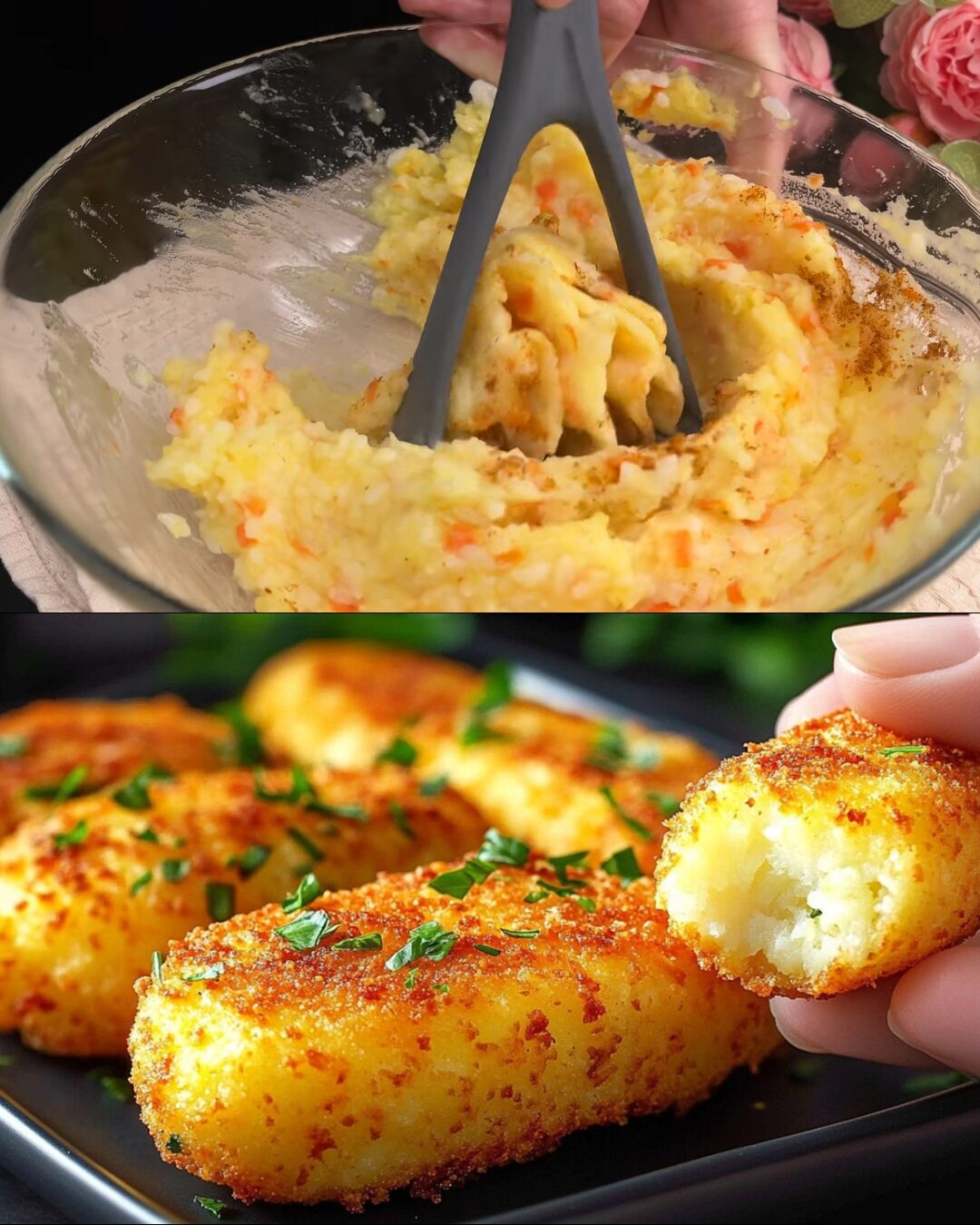 Crispy Vegetable Rice Patties with Garlic Sour Cream and Gherkins