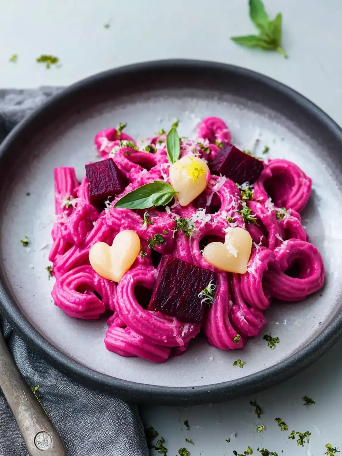 Irresistible Heart-Shaped Pasta in Pink Beetroot Sauce